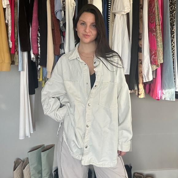 Primark | Jackets & Coats | Oversized Offwhite Denim Shacket Jacket ...